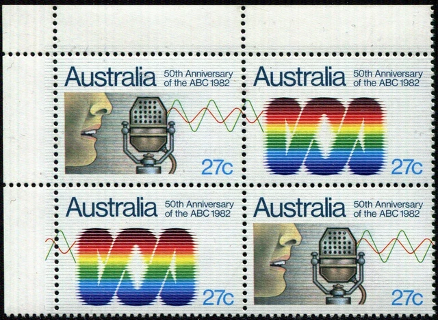 1982 AUSTRALIAN STAMPS, 50th Anniversary of the ABC Block of 4 with ...
