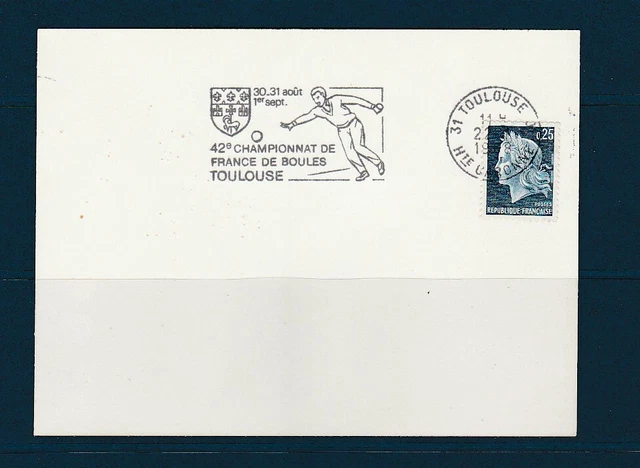 FRD CARTE sport 42e championnat de France de boules 31 Toulouse 1968 ...