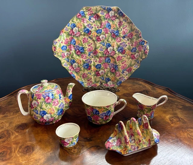 Royal Winton Grimwades Chintz Sweet Pea Breakfastbachelor Set 6 Pieces £29500 Picclick Uk
