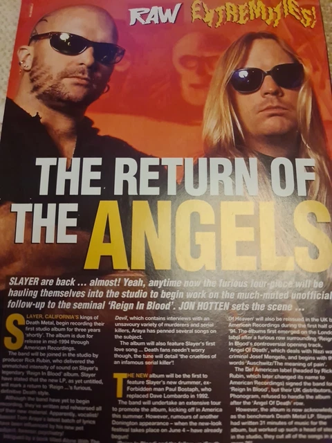VINTAGE SLAYER JEFF HANNEMAN / SEPULTURA A4 POSTER RAW MAGAZINE ...