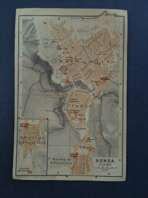 OLD TOWN PLAN of ronda spain mapa map 1908 £10.75 - PicClick UK
