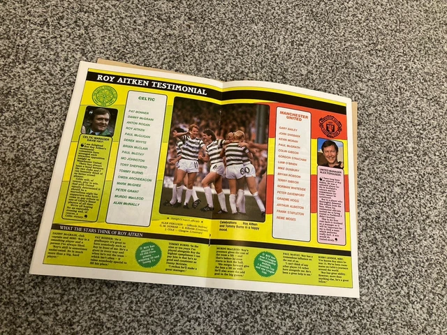 ROY AITKEN TESTIMONIAL Programme Celtic v Man Utd 1987. £2.24 - PicClick UK