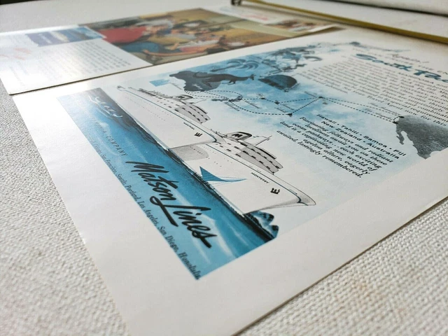 LOT 2 MATSON LINES LURLINE Ocean liner ship travel Vintage print ad ...