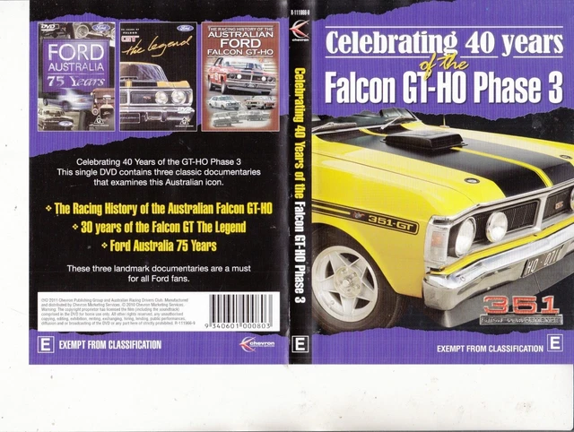 FORD FALCON-CELEBRATING 40 Years of the Falcon GT-HO Phase 3-Car FF-DVD ...