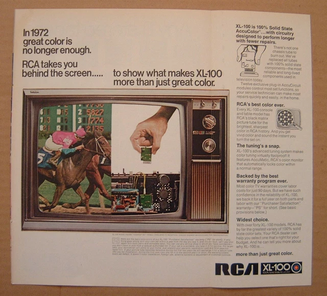 1972 RCA XL-100 Color TV AD $5.40 - PicClick CA