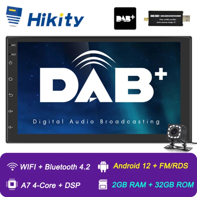 DOPPEL 2 DIN Android 12 DAB+ AUTORADIO Navigation GPS NAVI BLUETOOTH USB 2+64GB EUR 94,99 ...