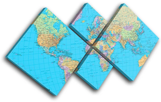 SCHOOL WORLD ATLAS Maps Flags MULTI TOILE murale ART Photo Print EUR 89 ...