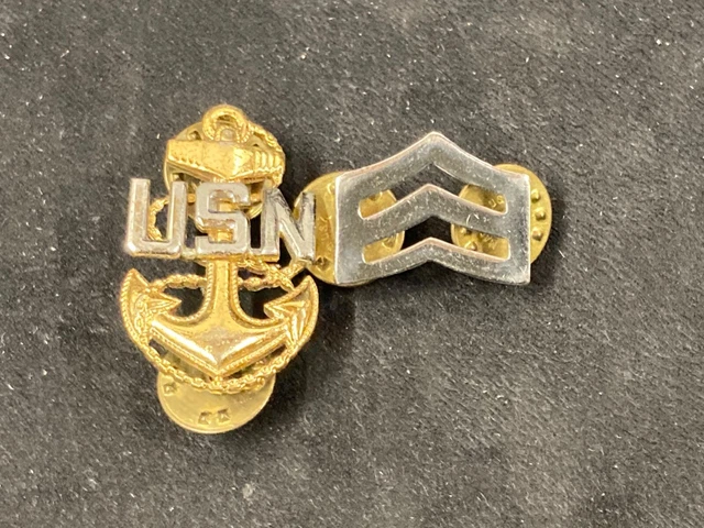 VINTAGE US NAVY Chief Petty Officer Usn Anchor/Rope & Chevrons Lapel ...
