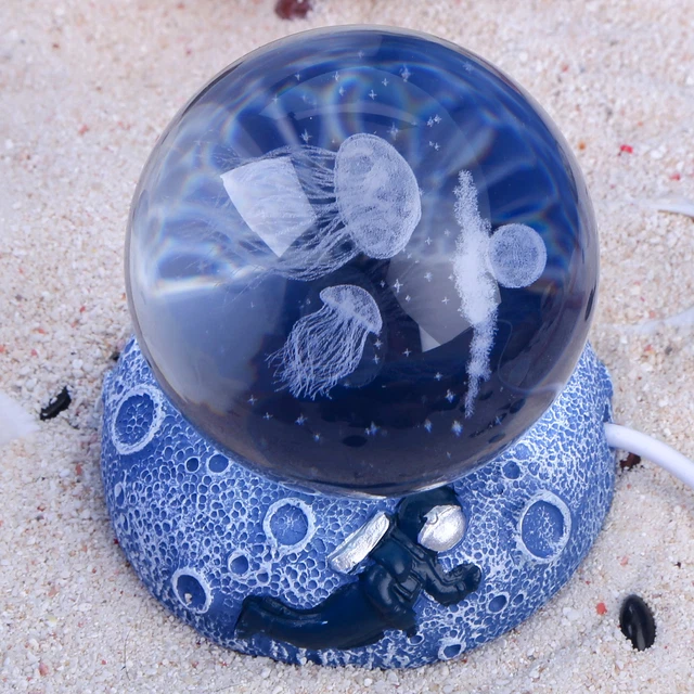 3D CRYSTAL BALL Night Light USB Crystal Lamp with LED Lighted Base ...