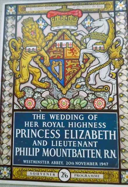 WEDDING PRINCESS ELIZABETH Philip Mountbatten 1947 Souvenir Program Uk Royalty $15.50 - PicClick CA