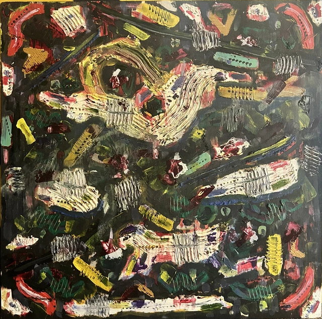 ORIGINAL OIL PAINTING “addiction” Signed Abstract On Wood No Canvas NC ...