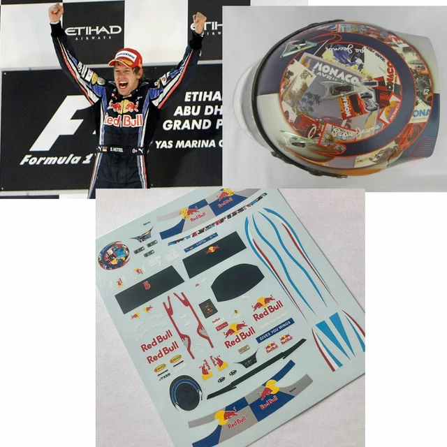 WATERSLIDE DECALS 1/18 VETTEL F1 WORLD CHAMPION 2010 driver car model ...