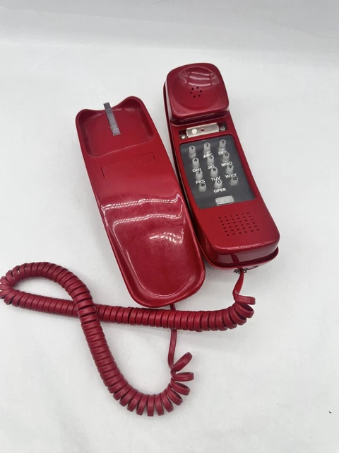 VINTAGE SLIMLINE TRIMLINE Push Button Phone Red Stromberg NOT TESTED ...
