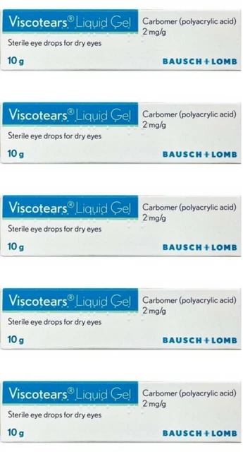 5 X VISCOTEARS Liquid Gel - Carbomer 2mg/g (10g) **only £6.39/unit** £31.95 - PicClick UK