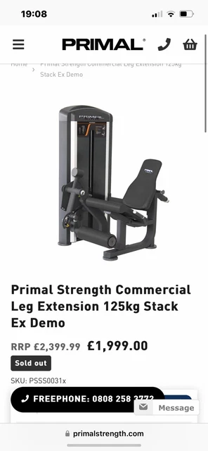 PRIMAL STRENGH LEG extension leg curl machine £1,500.00 - PicClick UK
