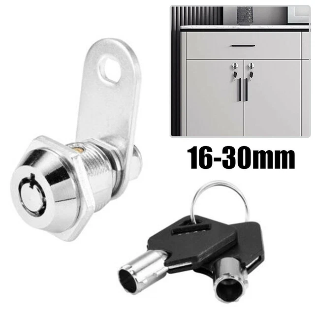 16-30MM TUBULAR CAM Lock Cabinet Desk Turn 2 Key Pull Keyed Alike ...