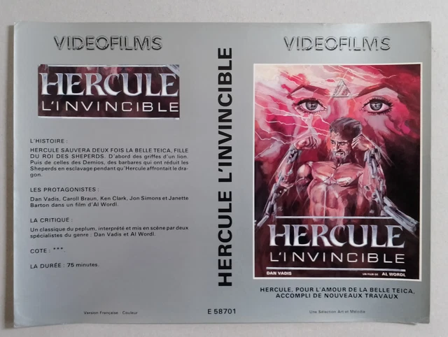 JAQUETTE VHS - Hercule L'invincible - Vhs Sleeve - Dan Vadis - Alvaro Mancori EUR 10,00 ...