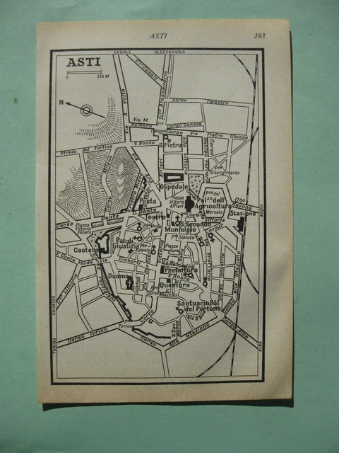 STAMPA ANTICA OLD map MAPPA PIEMONTE ASTI prima meta 900 da guida ...