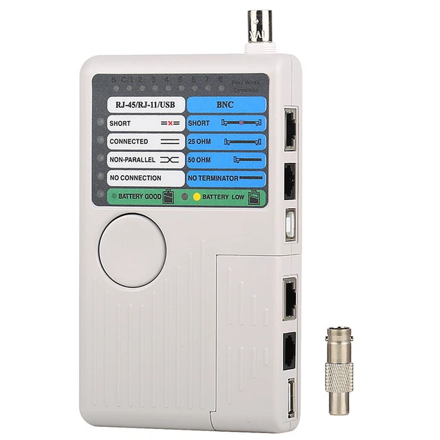 MULTIFUNCTION NETWORK CABLE Tester for Cat5/Cat6 RJ45/RJ11/USB/BNC LAN ...