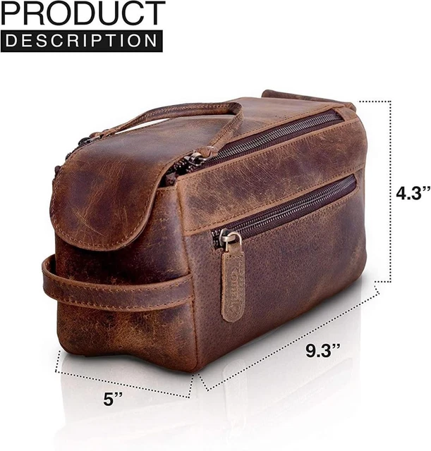 PREMIUM BUFFALO UNISEX Toiletry Bag Travel Dopp Kit Distressed Tan $129 ...