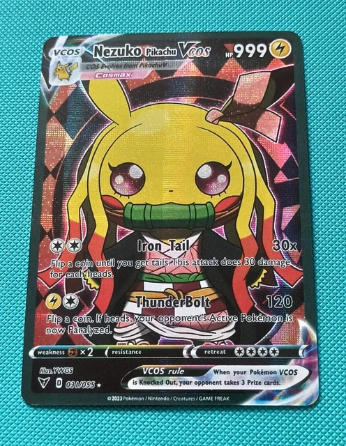 PIKACHU POKEMON NEZUKO Demon Slayer Pika Carte Prism Manga Kawaii ...