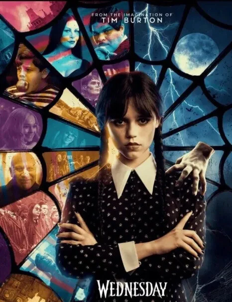 WEDNESDAY ADDAMS JENNA ortega Addams Family/Tim Burton Netflix Large A3 ...