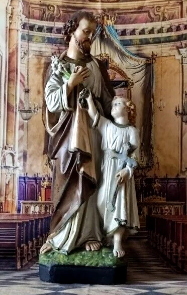 STATUE SAINT JOSEPH Et Enfant Jesus En Platre Holy Yosef Statua ...