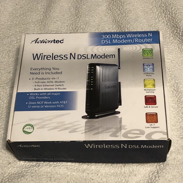 ACTIONTEC GT784WN 300MBPS Wireless N DSL Modem Router 4 Port Tested $17 ...