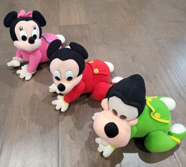 PLUSH MATTEL TOUCH & Crawl Baby Mickey Mouse 1995 Crawling Toy Goofy ...