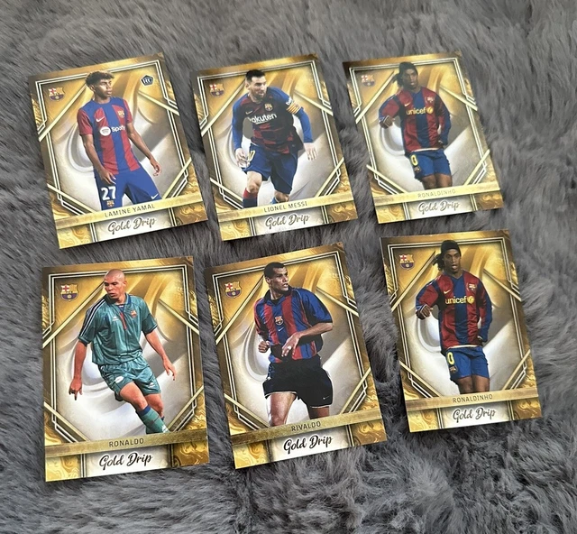 TOPPS BARCELONA TEAM Set Gold Drip x 6 Messi, Yamal, Ronaldo ...
