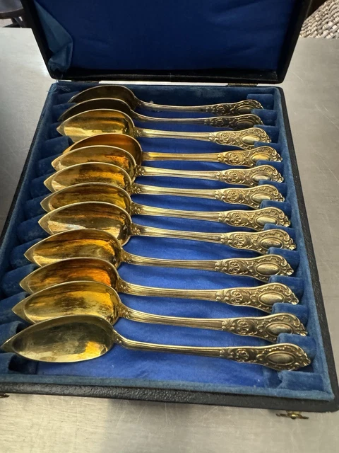 12 PETITES CUILLÈRES de BERTHIER PHILIPPE en VERMEIL : ARGENT MASSIF ET ...