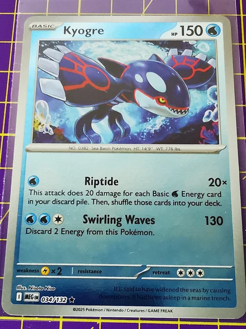 KYOGRE 034/132 Pokémon TCG Mega Evolution Reverse Holo Card Pokemon £1.99 - PicClick UK