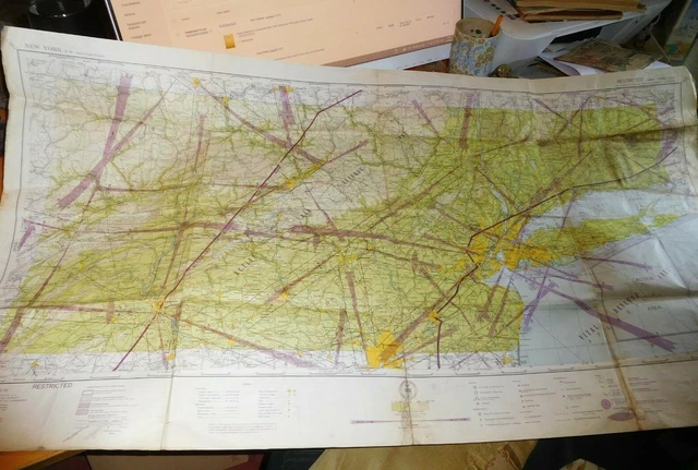 AERONAUTICAL CHART MAP REGIONAL RESTRICTED 1942 CUBA WWll FOR U.S. ARMY ...