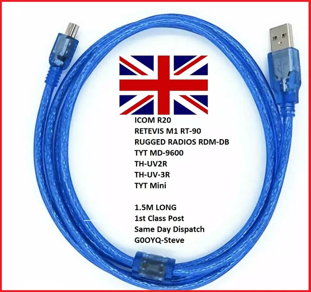 CAVO USB ICOM IC-7100 Tyt MD-9600 Kenwood TH-D7A Retevis RT-90 TH-UV2R ...