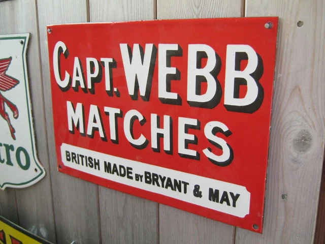 COOL RETRO PORCELAIN Enamel On Steel Sign Capt WEBB Matches Tobbaciana ...