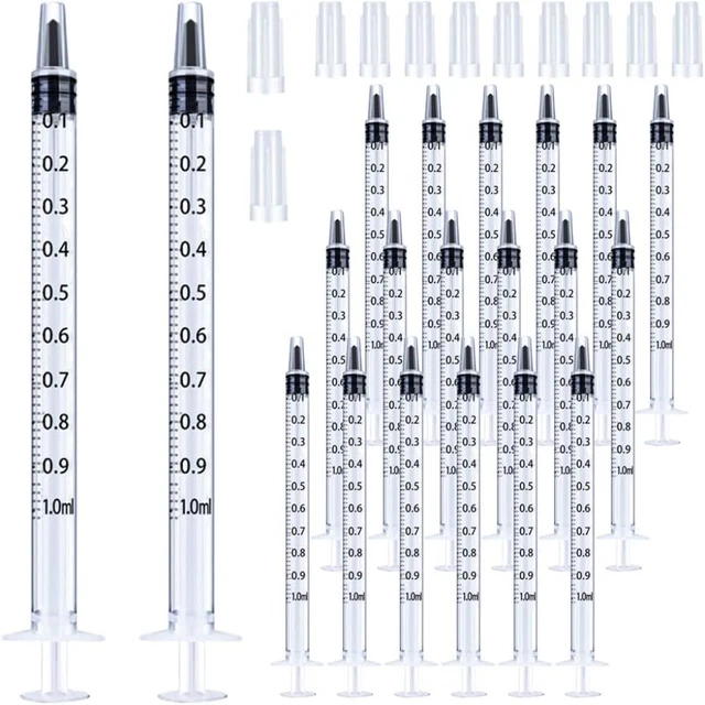 20 PACK 1ML/CC Liquid Measuring Syringe Plastic Syringe Glue Applicator ...