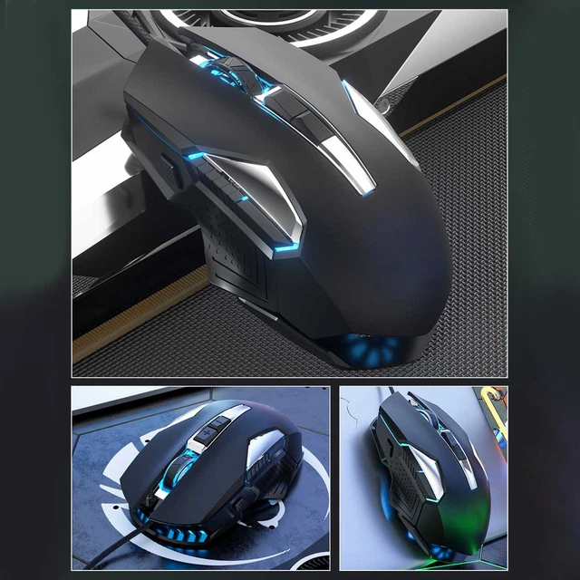 (BLACK) RGB GAMING Mouse 7200 DPI Wired Gamer Mouse With Programmable £ ...