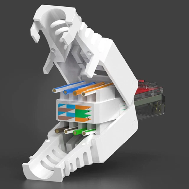 WHITE RJ45 TOOL-LESS Connector No Crimp Connectors CCTV Ethernet Cable ...