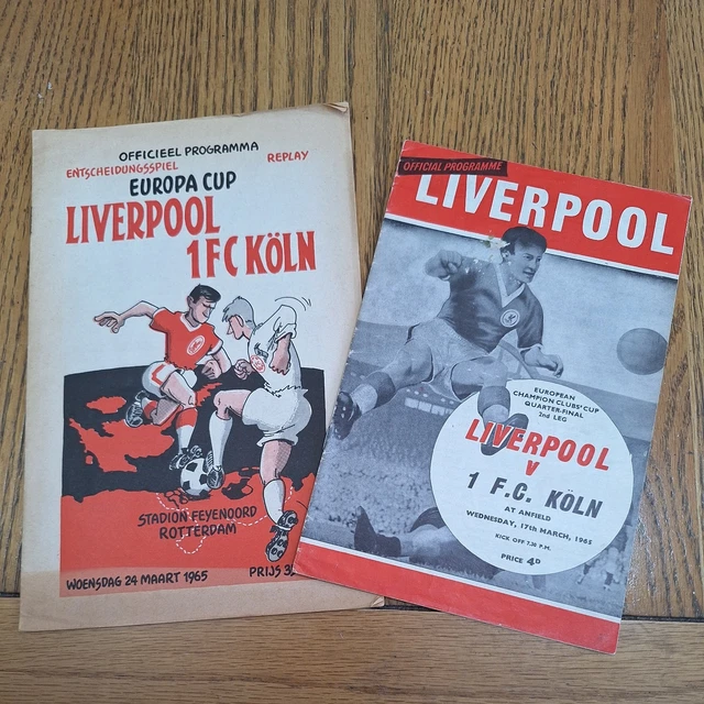 F.C KOLN V Liverpool 1965 home and away £1.16 - PicClick UK