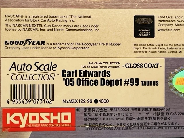KYOSHO MINI-Z RACER MZX123-99 Carl Edwards #99 NASCAR TAURUS Gloss Coat ...