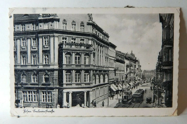 WW2 POSEN POZNAN Poland German Occupation Street Scene Tram lines ...
