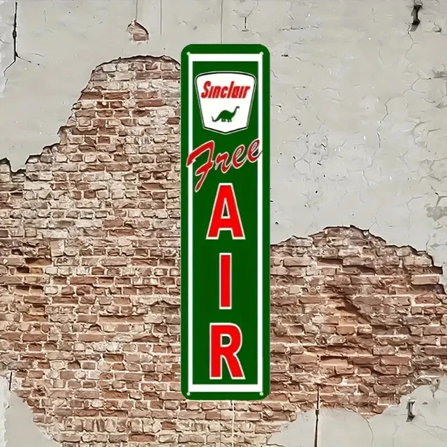 VINTAGE STYLE ALUMINUM Sign Sinclair Free Air Man Cave Garage Shop $12. ...