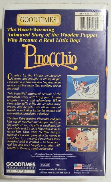 PINOCCHIO VHS 1993 Goodtimes (Clamshell) £7.13 - PicClick UK