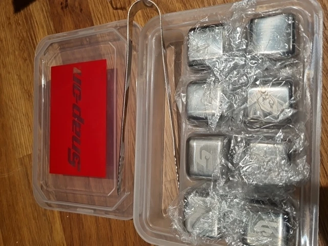 GENUINE SNAP-ON TOOLS Set of 8 Reusable Freezer Ice Cubes & Tongs in ...
