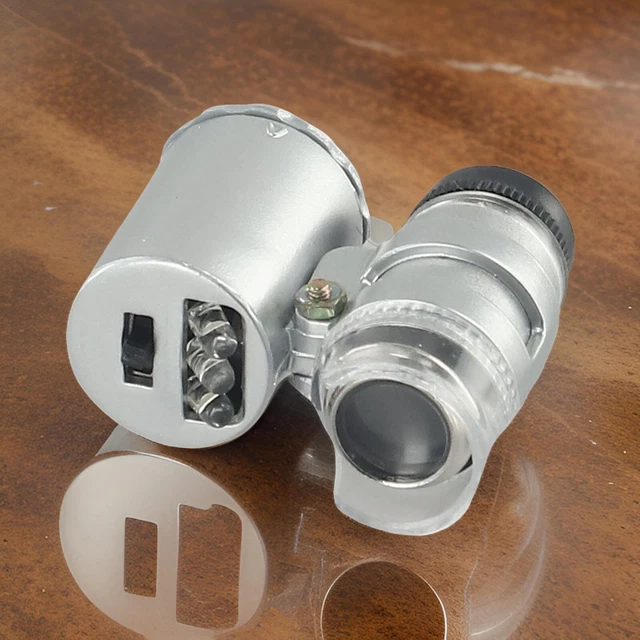 INDOOR OUTDOOR LED Magnifying Glass Loupe 60X Batteries Diamond Tester ...