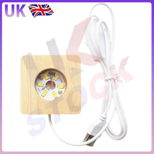 8CM WOODEN LIGHT Up Base LED Display Stand Square Warm Light for Home ...