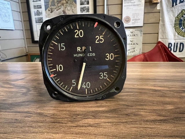 VINTAGE KOLLSMAN AVIATION Aircraft Gauge Indicator RPM Tachometer E-23A ...