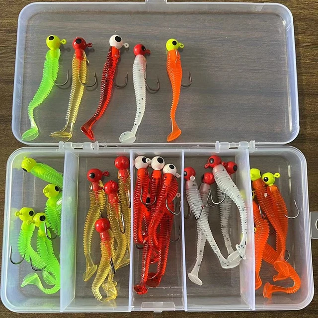 25PCS ROAD RUNNER Bait Set Lead Head Hook T-Tail Combo Catfish Bass ...