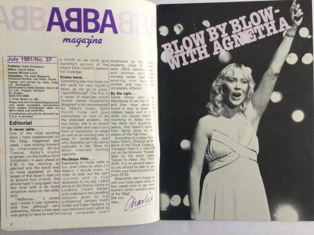 ORIGINAL UK ABBA Magazine #37 Agnetha Interview * Frida Pin Up Poster ...