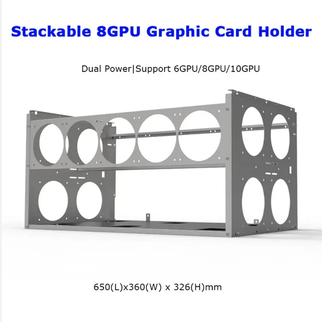 6 GPU / 8 GPU / 10 GPU Open Air Frame Stackable Mining Rig Case Rack ...